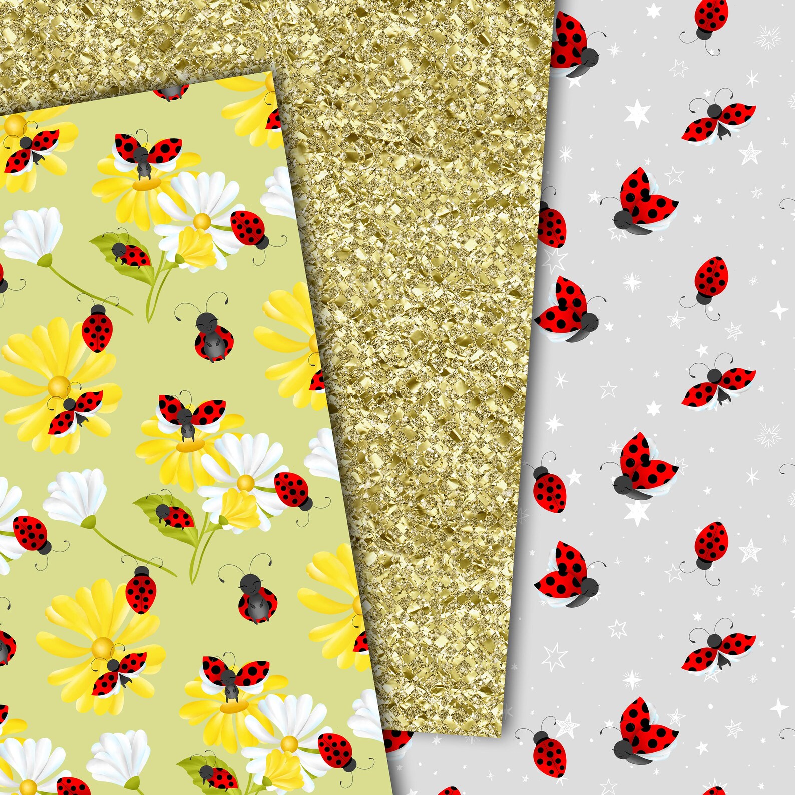 Ladybug Digital Paper Ladybug Patterns Bug Papers Daisy | Etsy