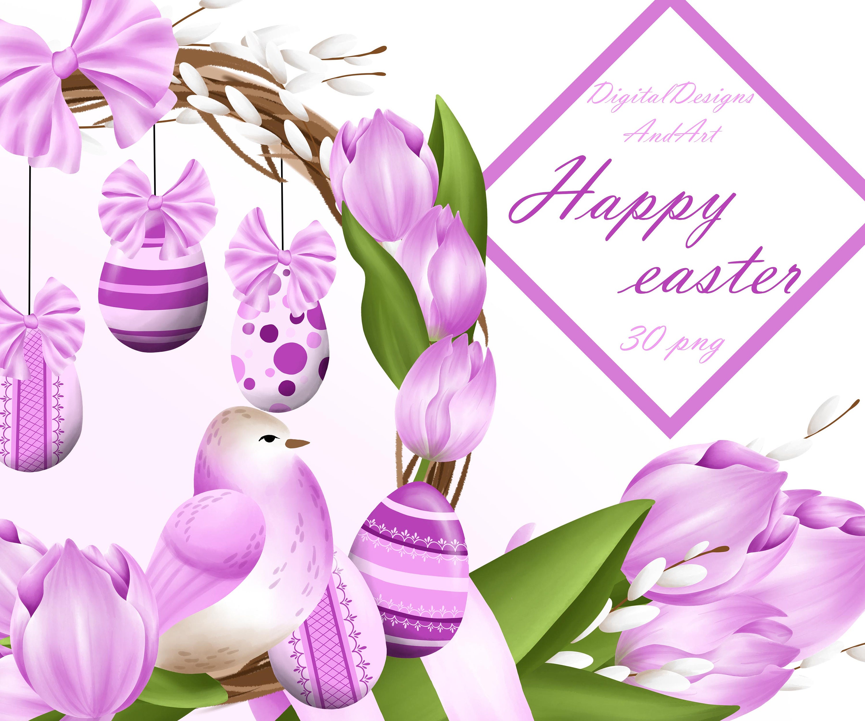 Easter Clipart Easter Eggs Illustration Spring Clipart | Etsy