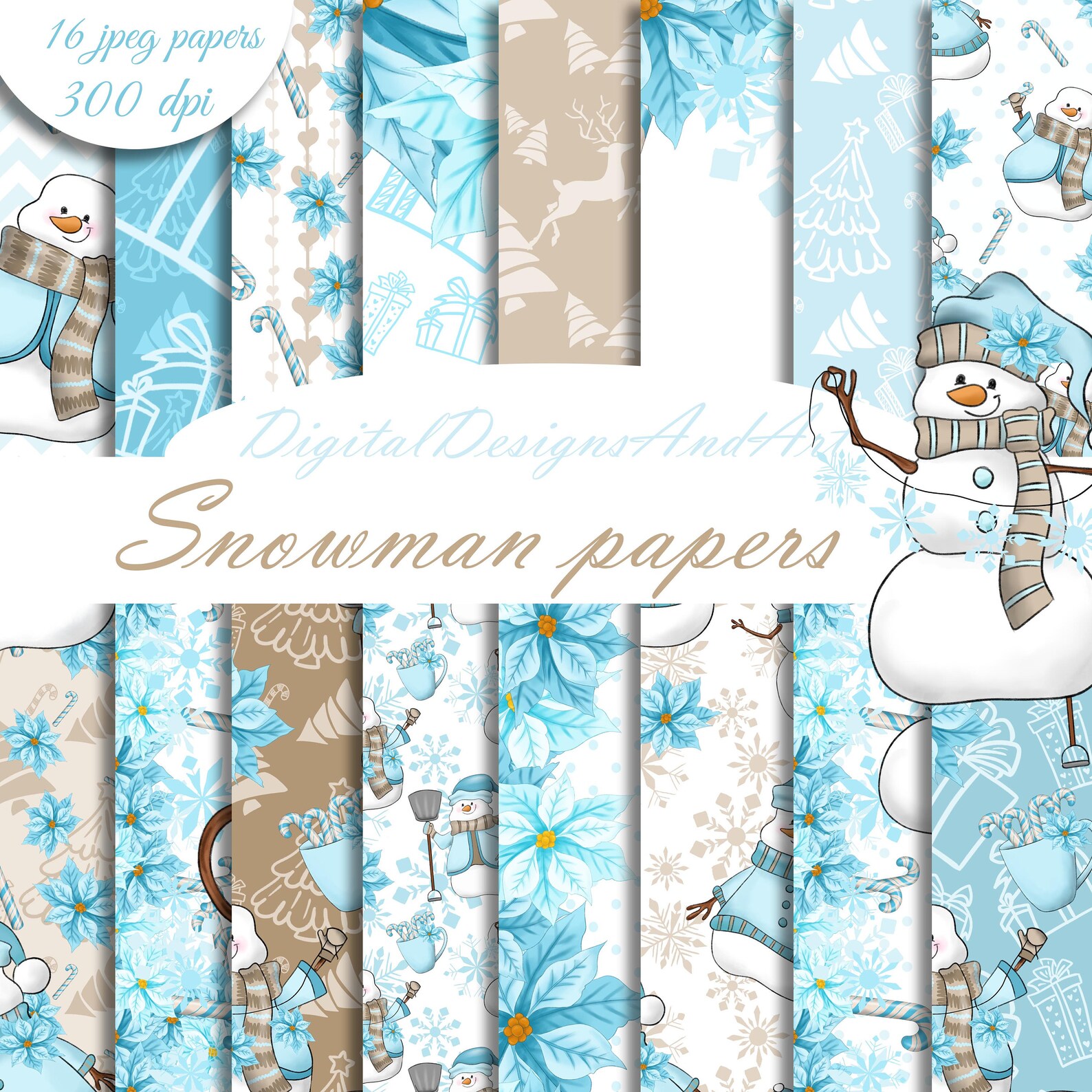 Snowman Digital Paper Scrapbook Paper Christmas Paper - Etsy