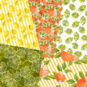 Citrus Digital Paper, Lemon Paper Pack, Orange Backgound, Watercolor ...
