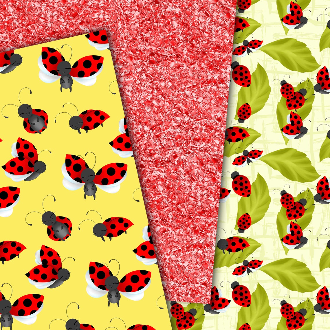 Ladybug Digital Paper Ladybug Patterns Bug Papers Daisy | Etsy