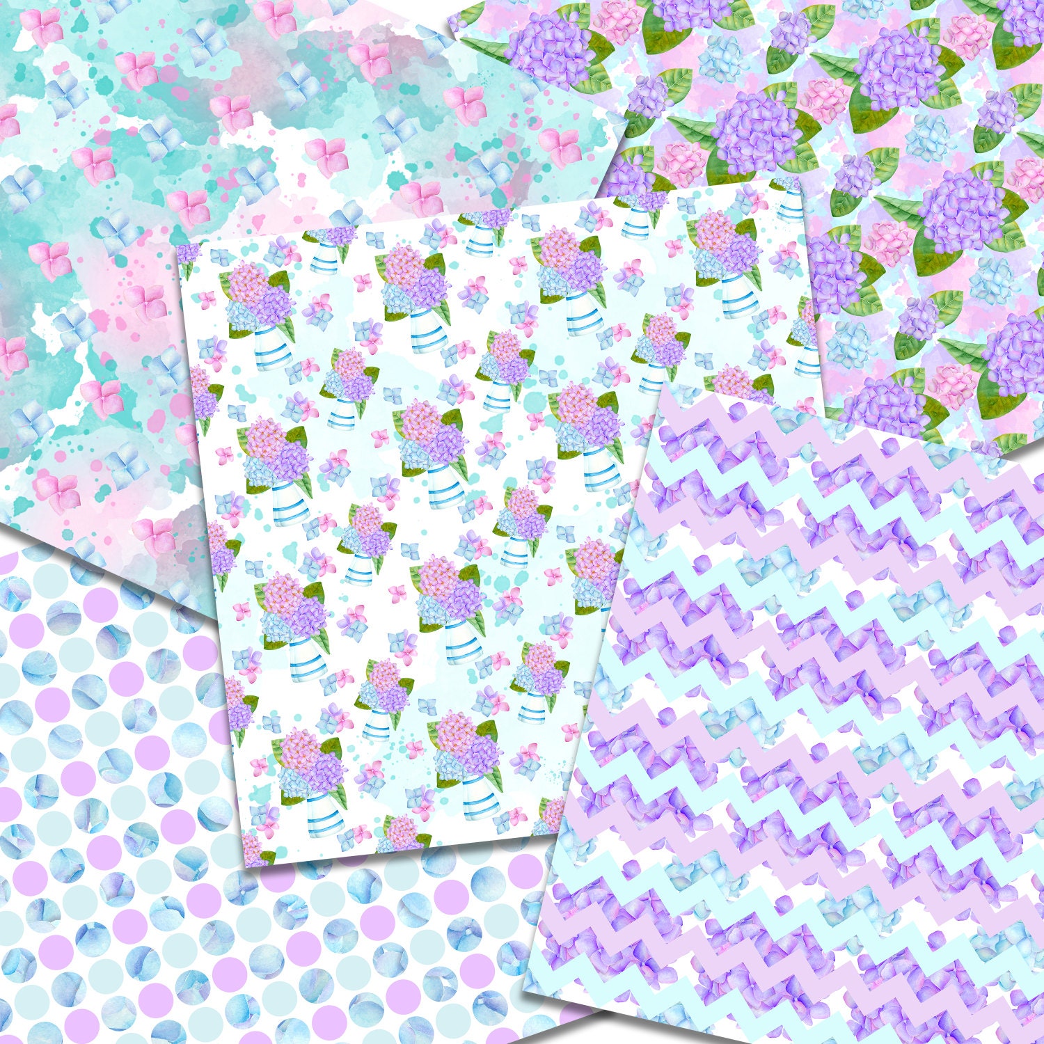 Hydrangea Papers Floral Digital Paper Flower Digital Paper - Etsy