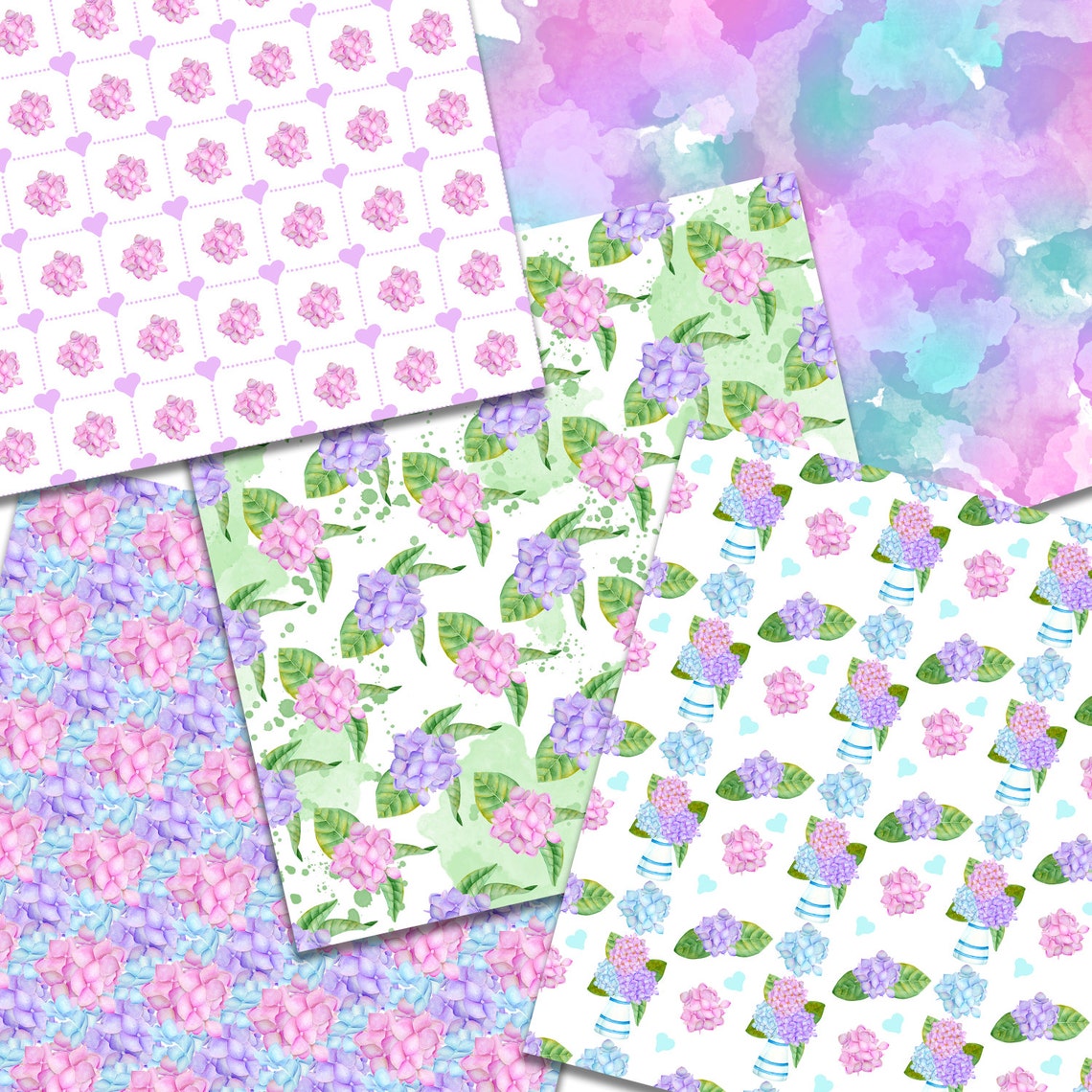 Hydrangea Papers Floral Digital Paper Flower Digital Paper - Etsy