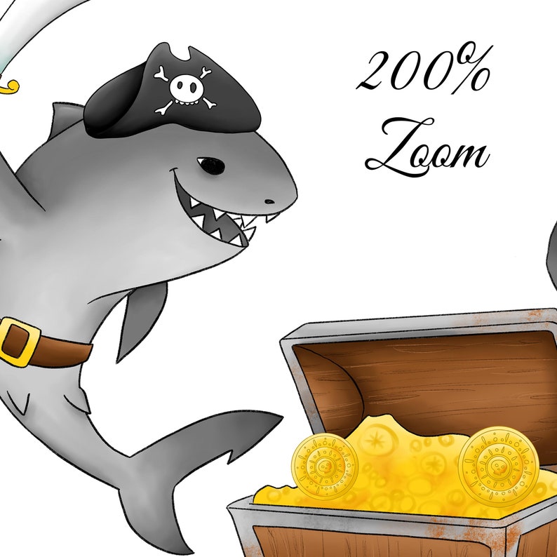 Pirate Clipart Shark Clipart Shark Illustration Sea | Etsy