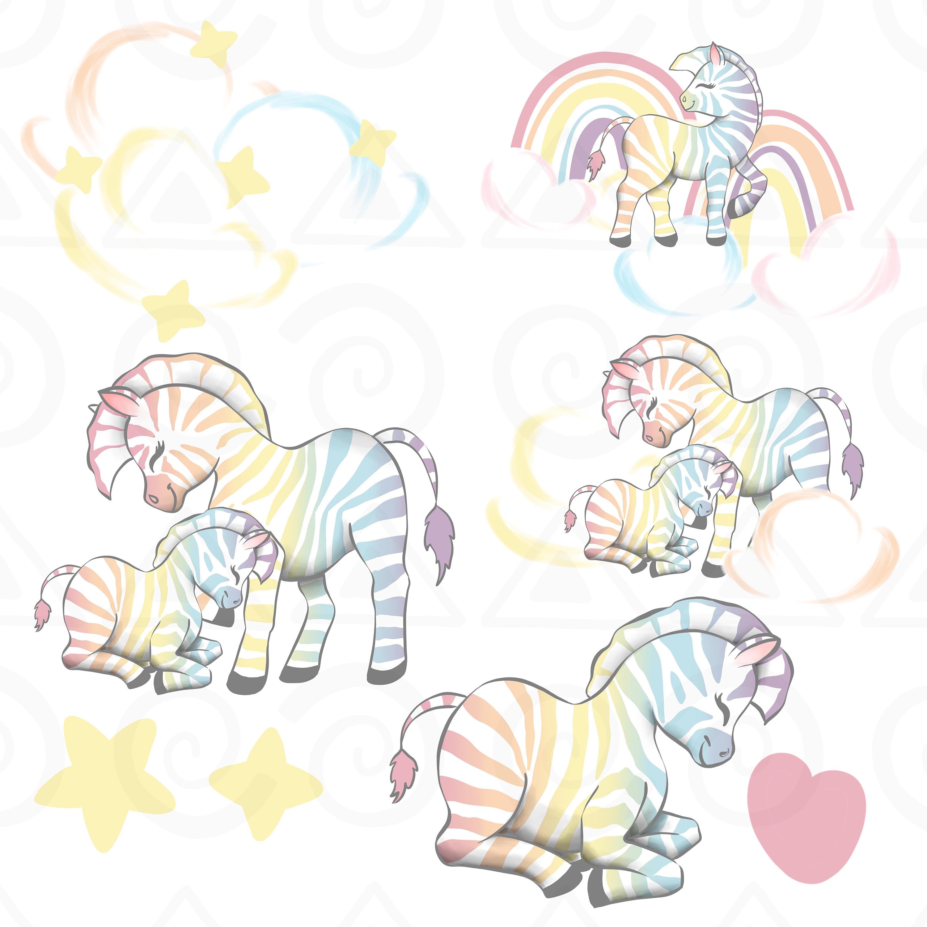 Rainbow Zebra Clipart Zebra Clipart Rainbows Illustration - Etsy