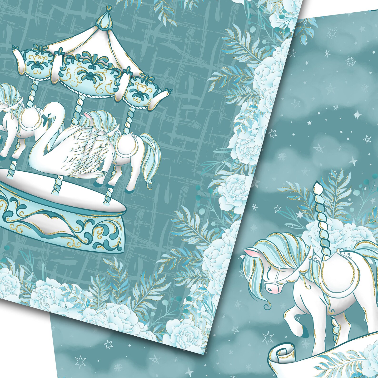 Carousel paper Carousel pattern merry-go-round paper fair | Etsy