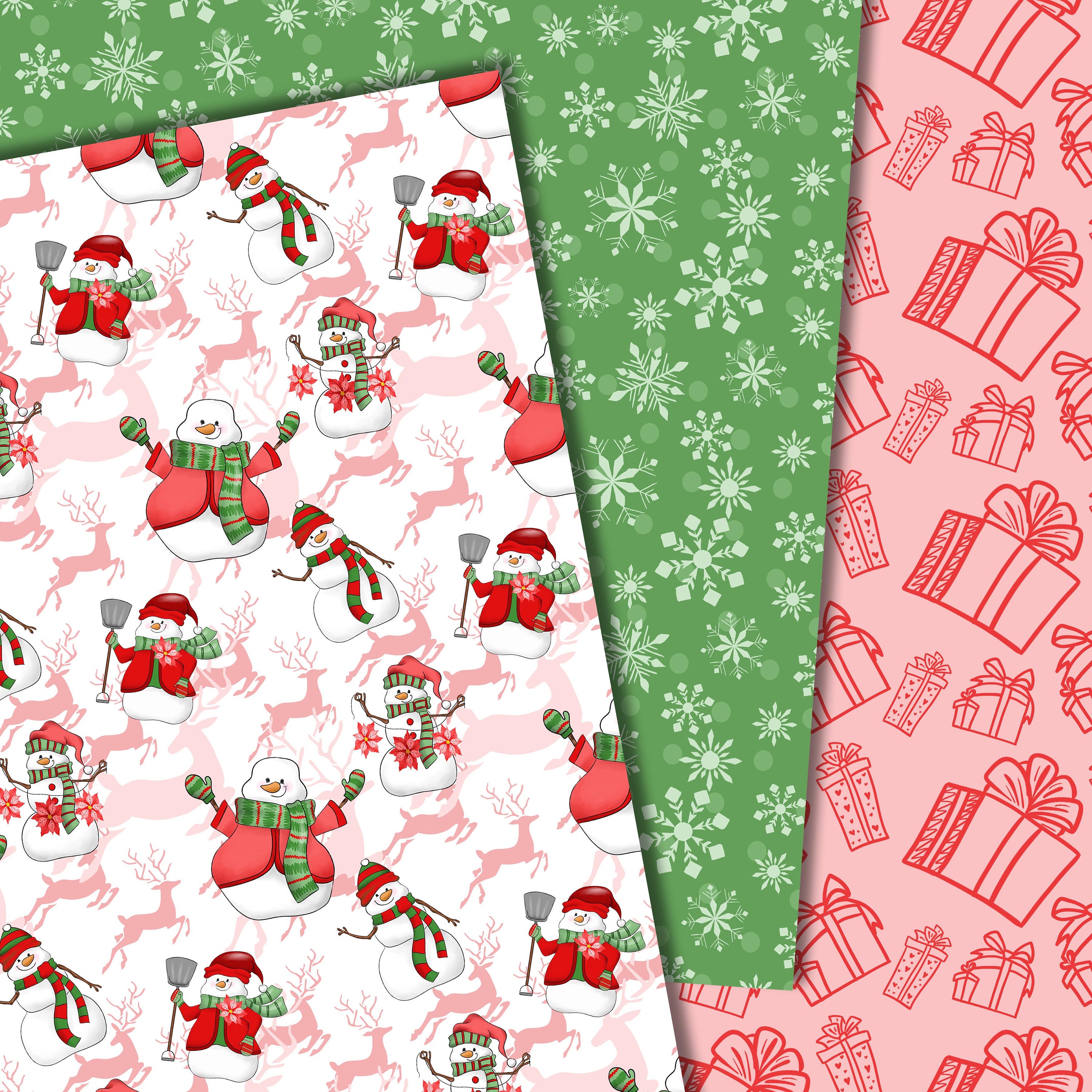 Snowman Digital Paper Scrapbook Paper Christmas Paper - Etsy