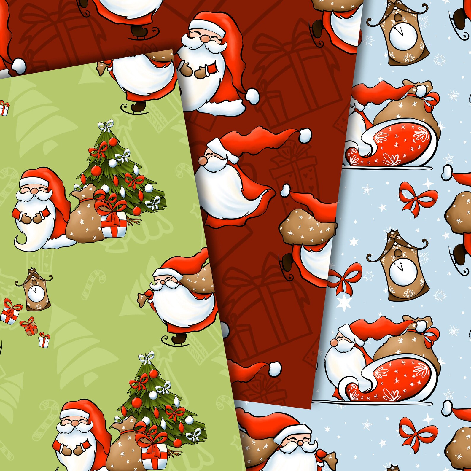 Santa Claus paper Santa paper Santa pattern christmas | Etsy