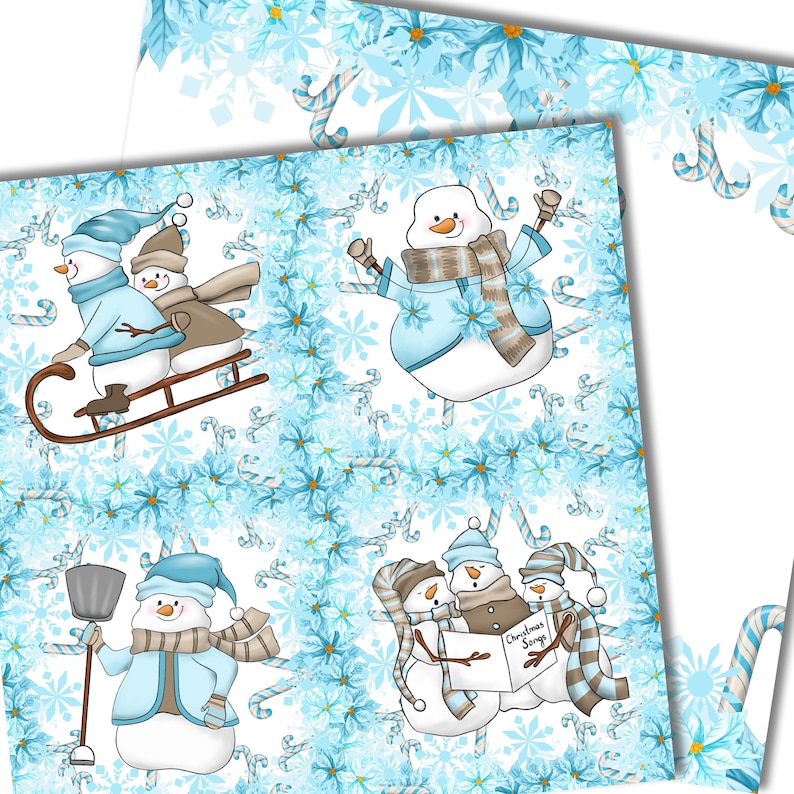 Snowman Digital Paper Scrapbook Paper Christmas Paper - Etsy