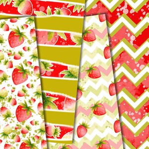 Strawberry Digital Paper, Digital Background, Watercolor Paper ...