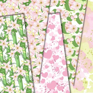 Lily Digital Paper, Lilium Patterns, Floral Papers Pack, Watercolor ...
