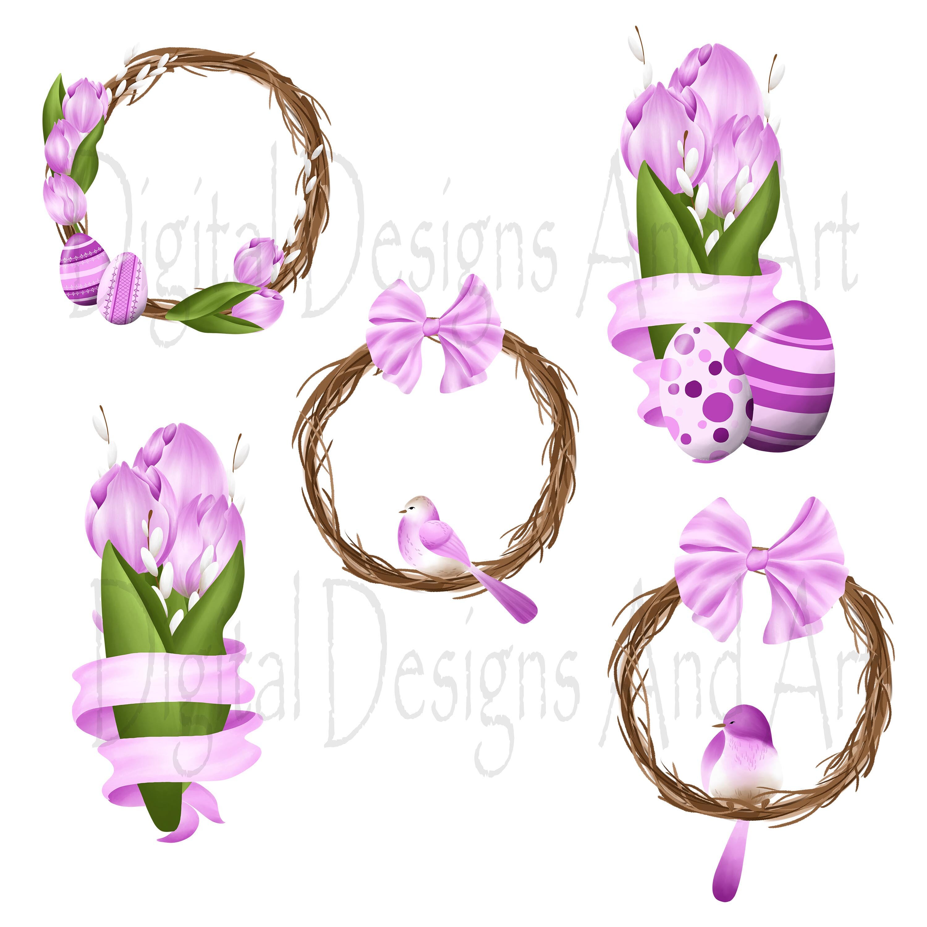 Easter Clipart Easter Eggs Illustration Spring Clipart | Etsy