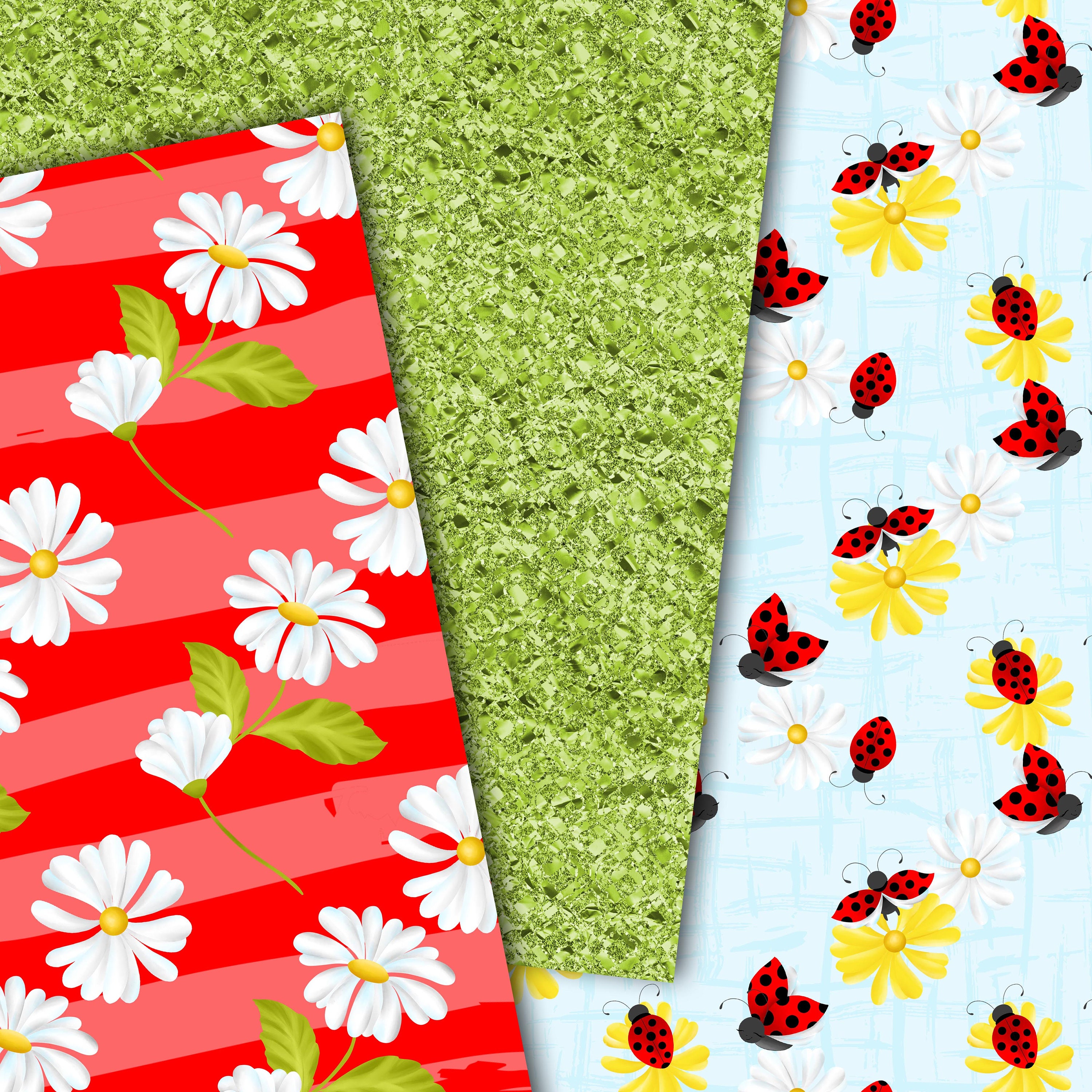 Ladybug Digital Paper Ladybug Patterns Bug Papers Daisy | Etsy