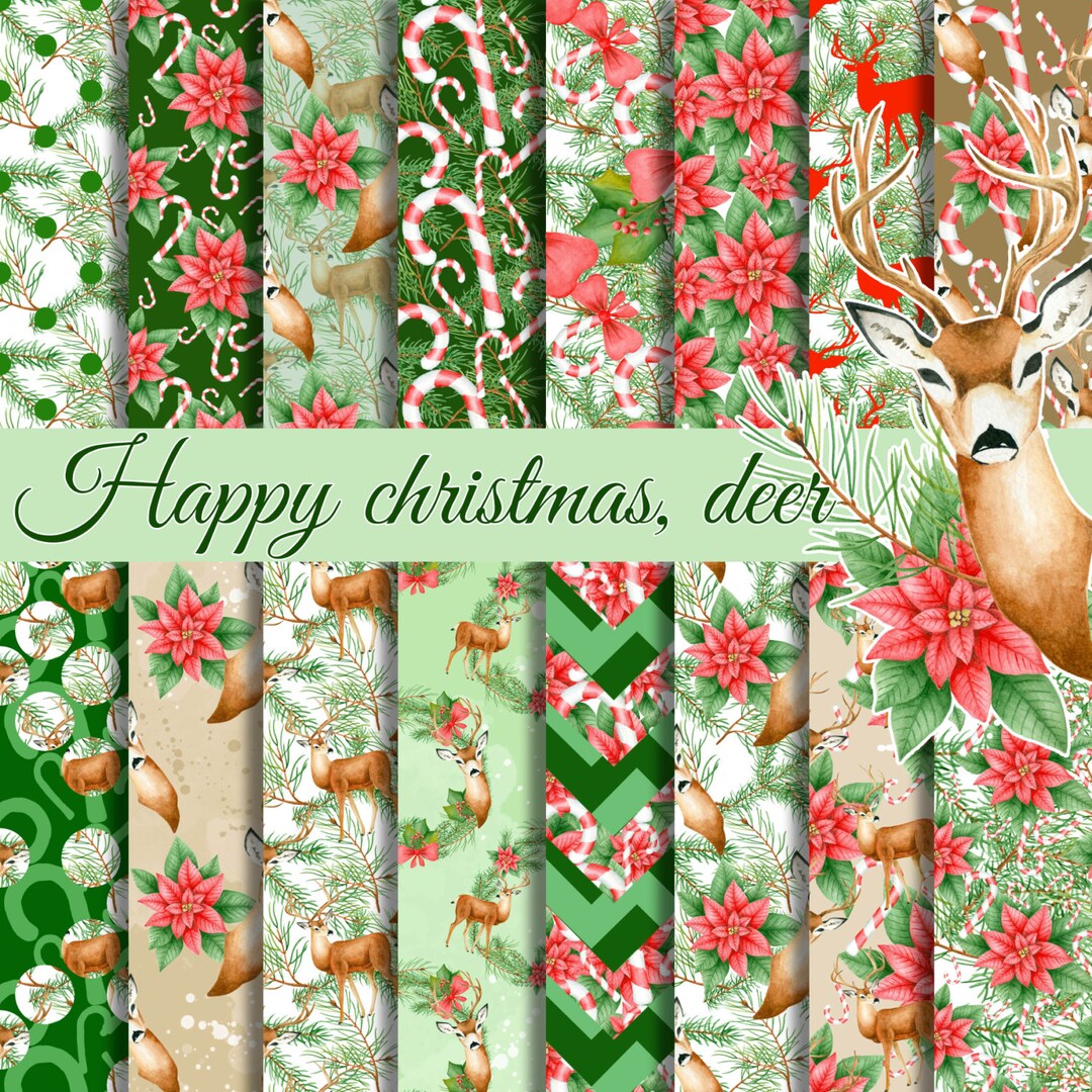 Christmas Digital Paper, Christmas Background, Seamless Patterns ...
