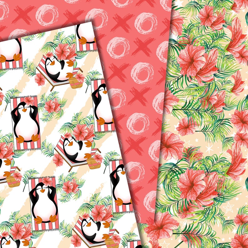 Beach Penguins Paper Penguin Paper Planner Paper Scrapbook - Etsy