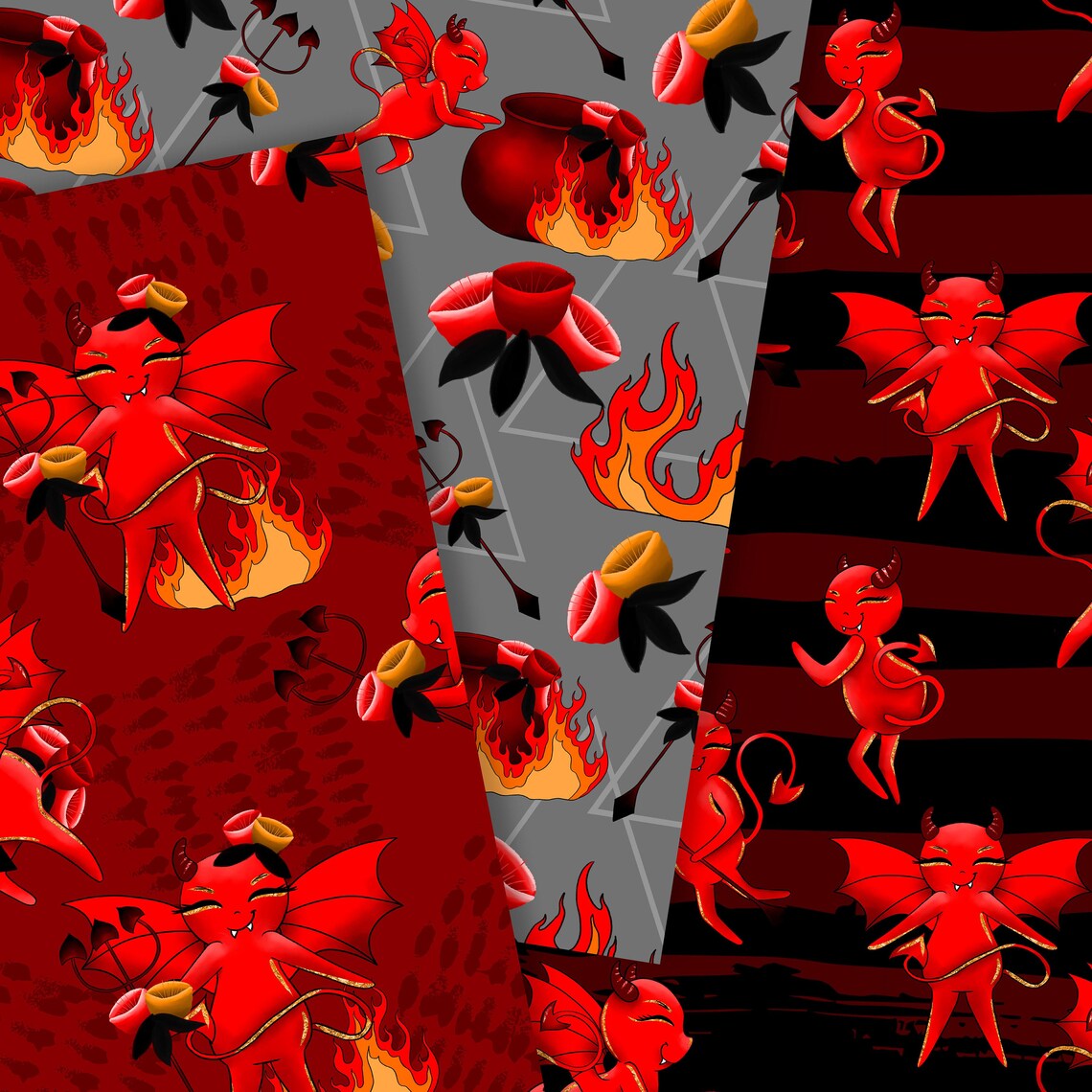 Devil Paper Devil Pattern Hell Digital Paper Fire Clipart - Etsy