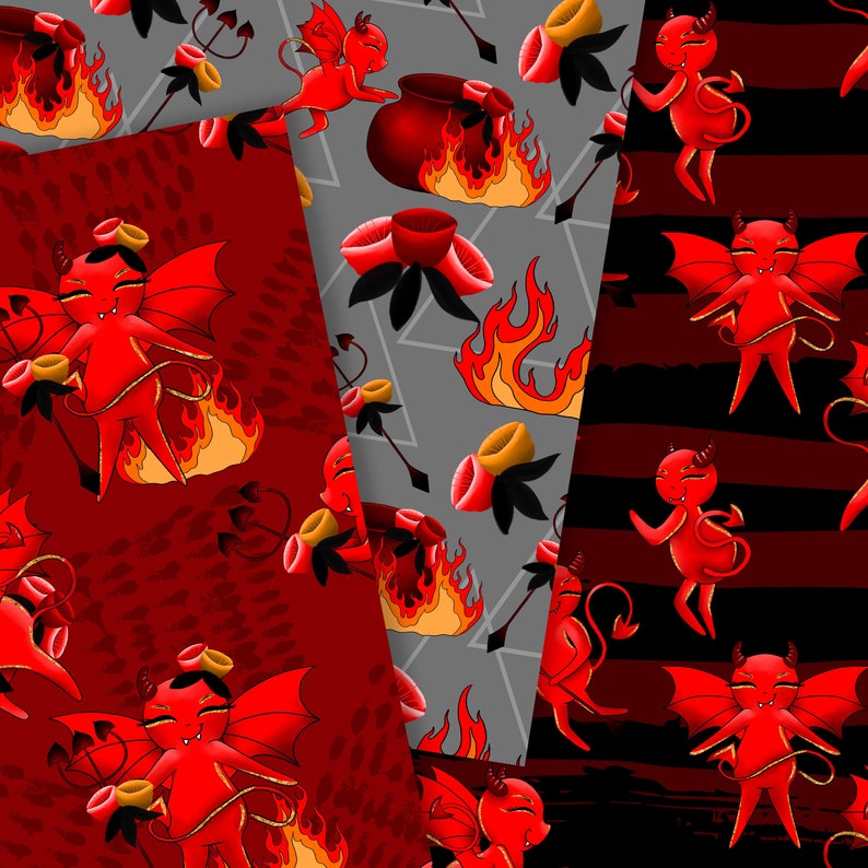 Devil Paper, Devil Pattern, Hell Digital Paper, Fire Clipart, Demon ...