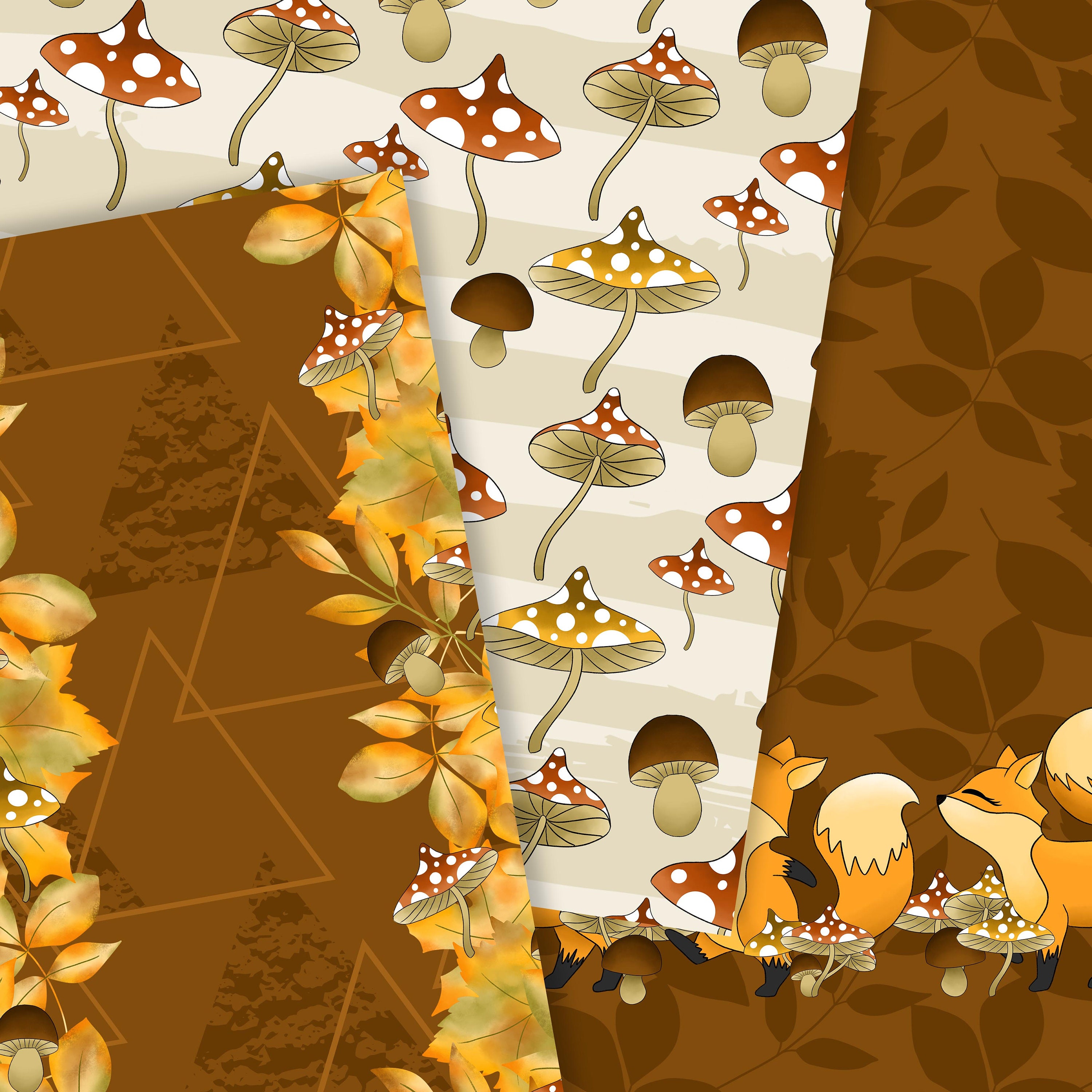 Fox Digital Paper Fox Patterns Autumn Paper Fabric Design | Etsy