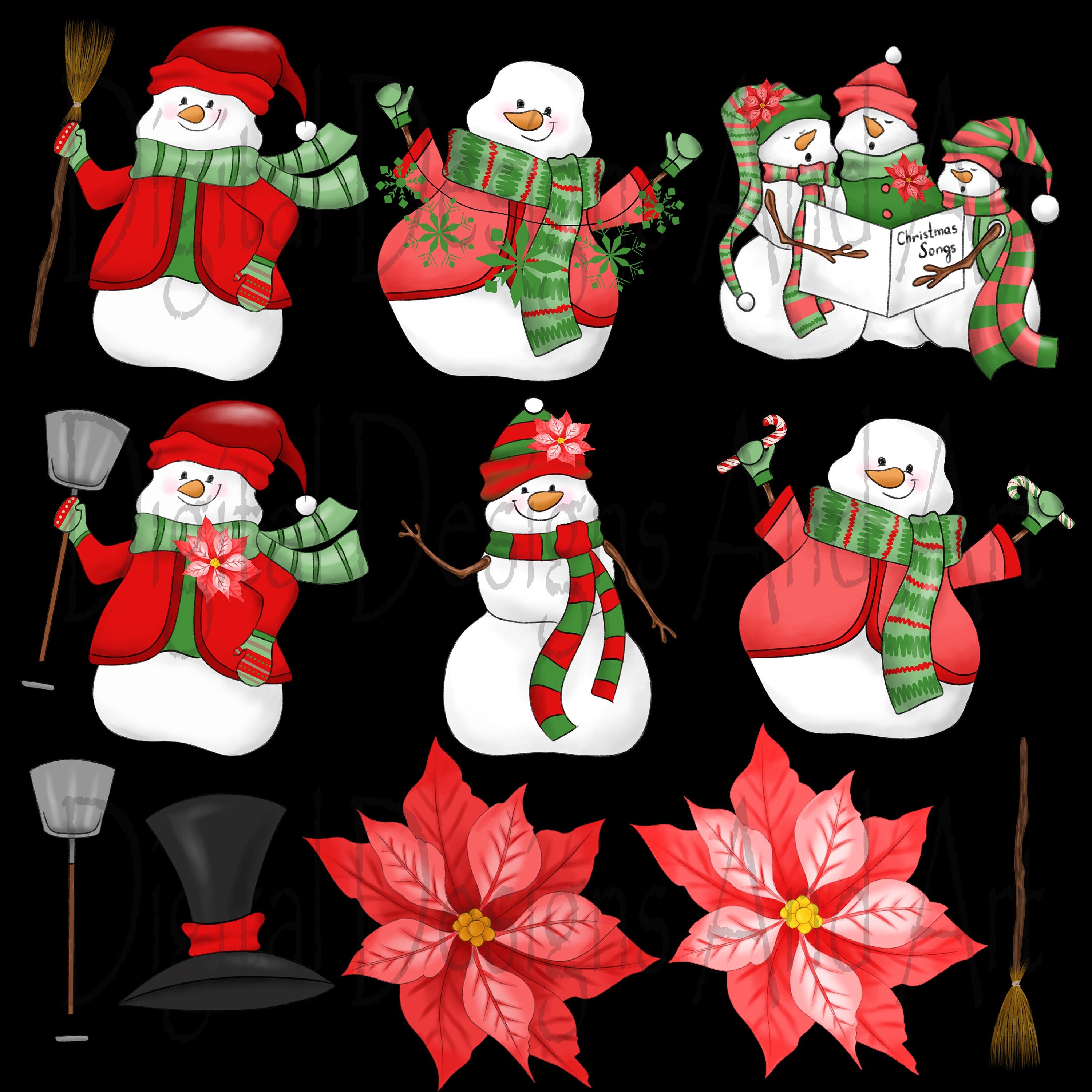 Snowman Clipart Winter Clipart Snowman Illustration - Etsy