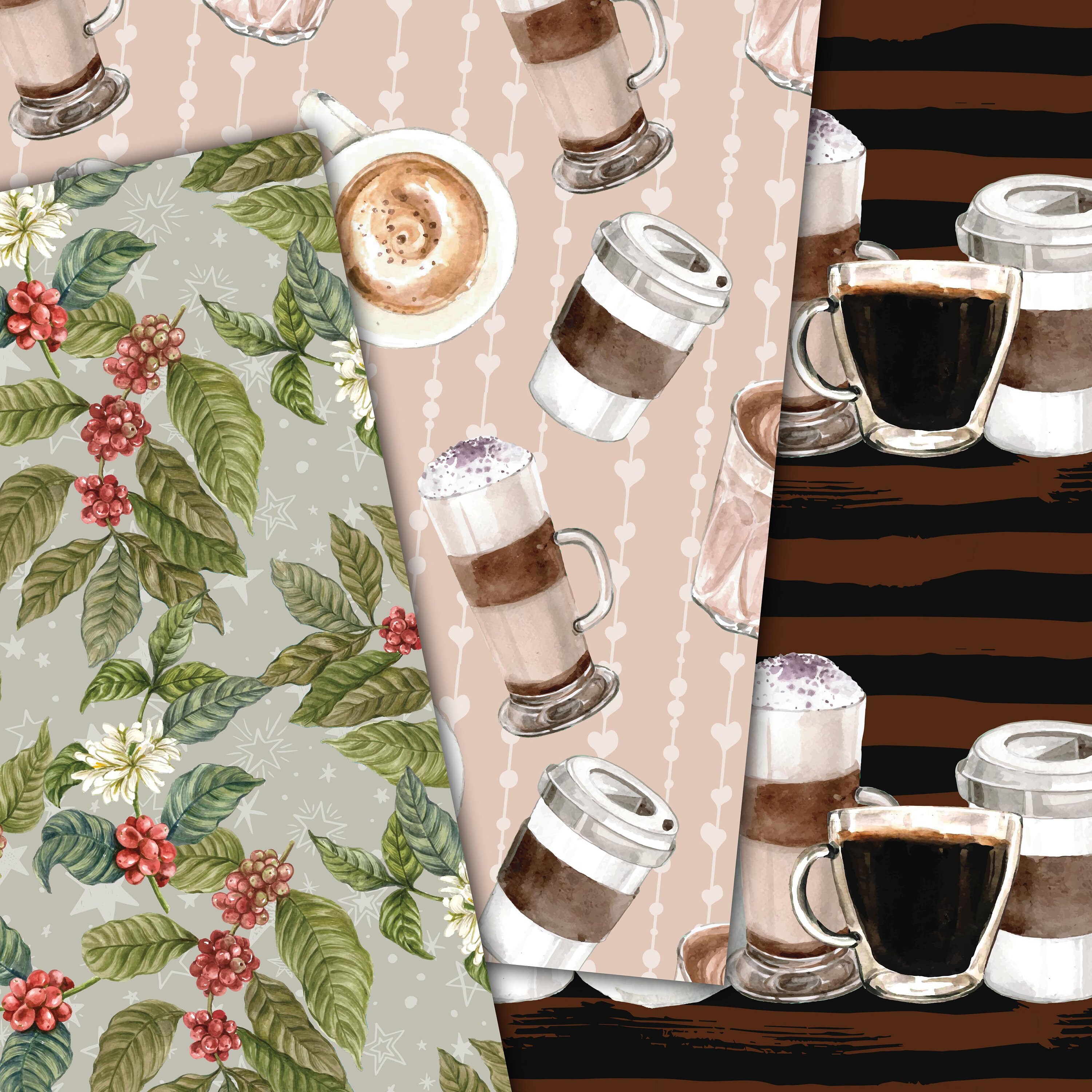 Coffee seamless paper Scrapbook paper Morning coffee | Etsy