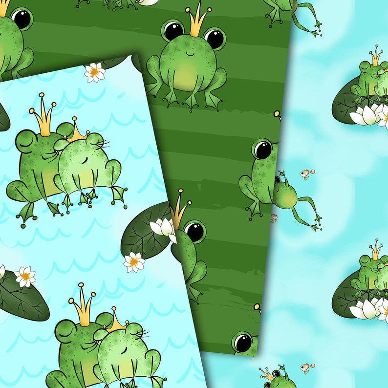 Frog Seamless Pattern, Frog Digital Paper, Cute Frogs Paper, Swamp ...