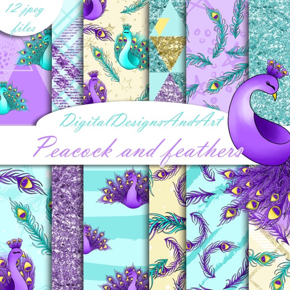 Peacock digital paper Peacock pattern Peacock feathers | Etsy