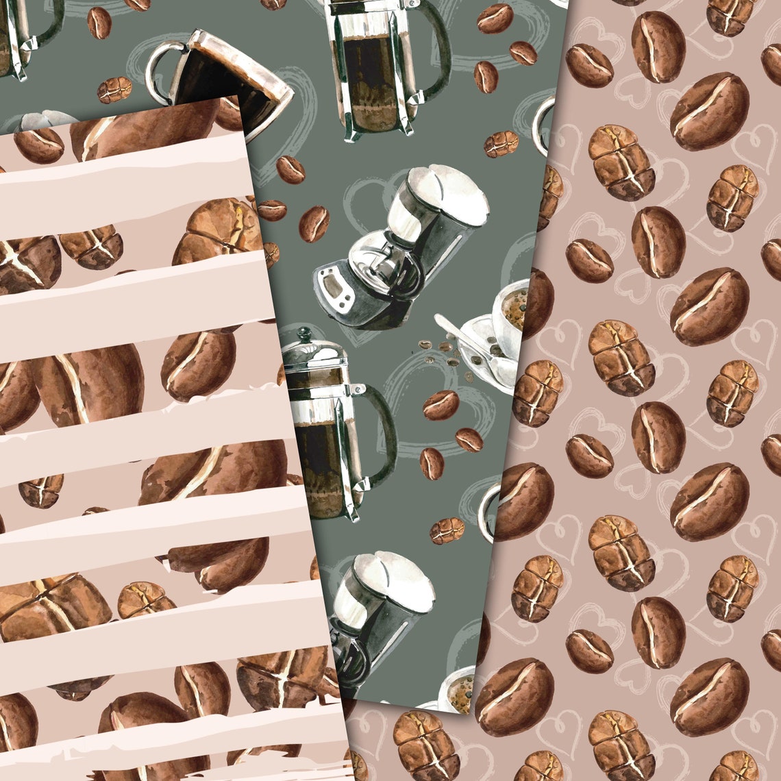 Coffee Seamless Paper Scrapbook Paper Morning Coffee | Etsy