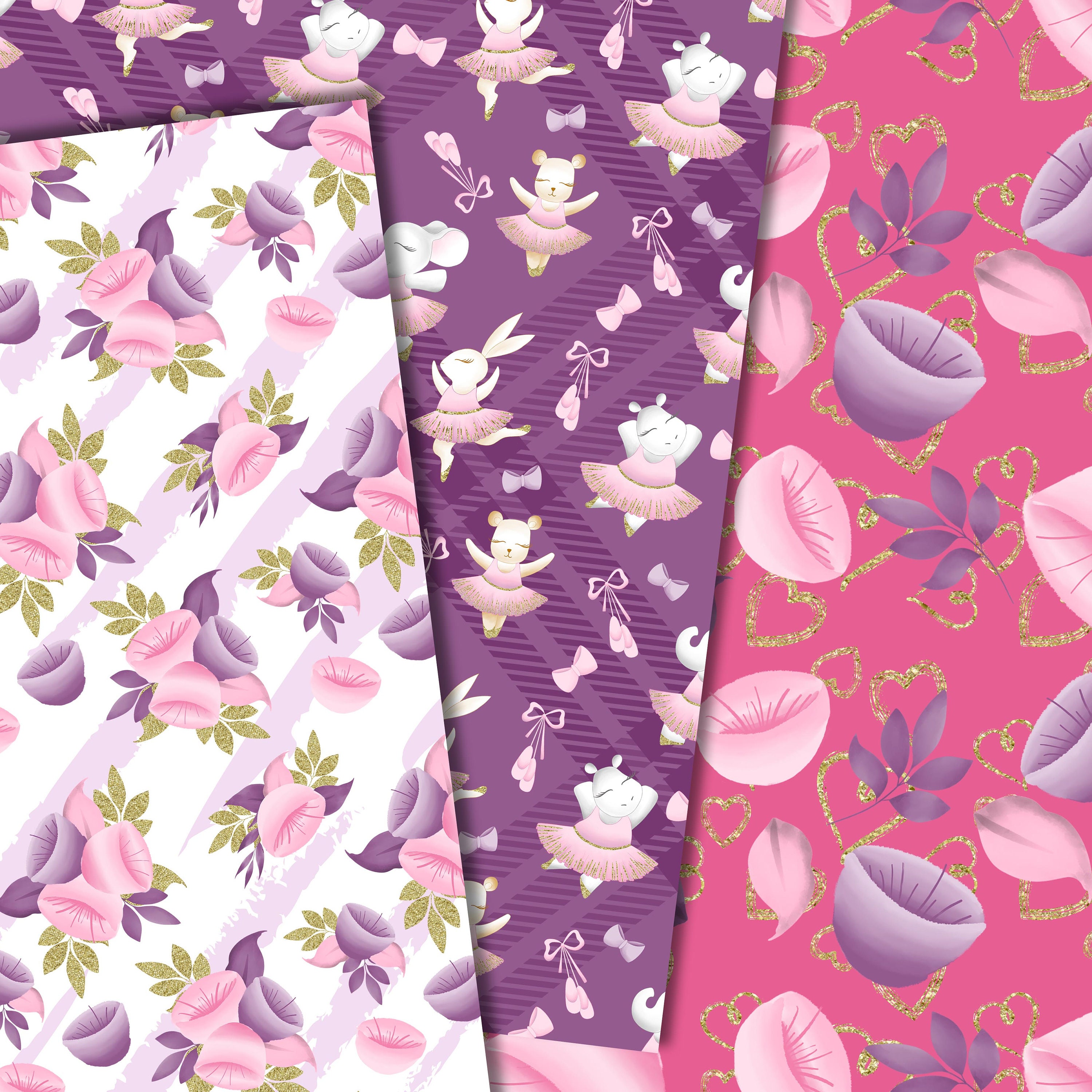 Ballet digital paper ballerina pattern ballet dancer | Etsy