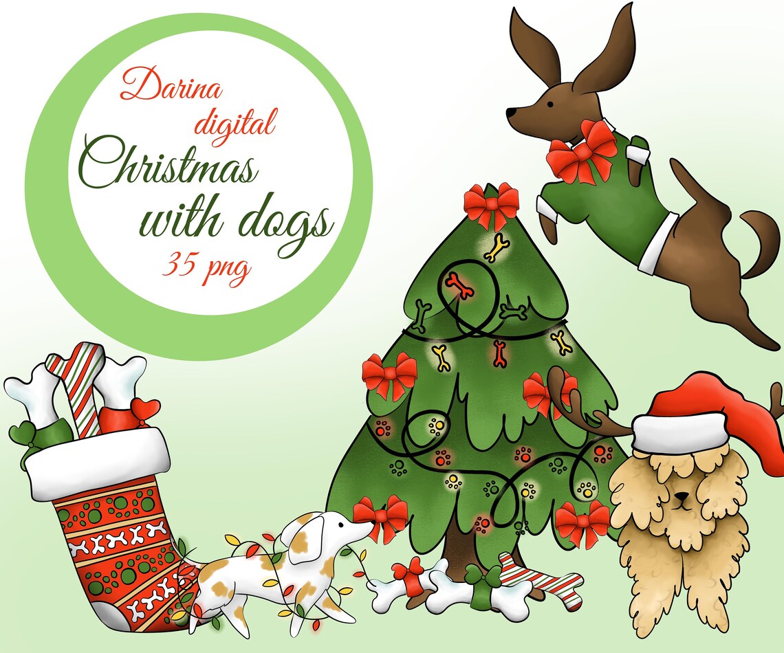 Christmas Dogs Clipart, Christmas Clipart, Dog Clipart, Puppy Clipart ...