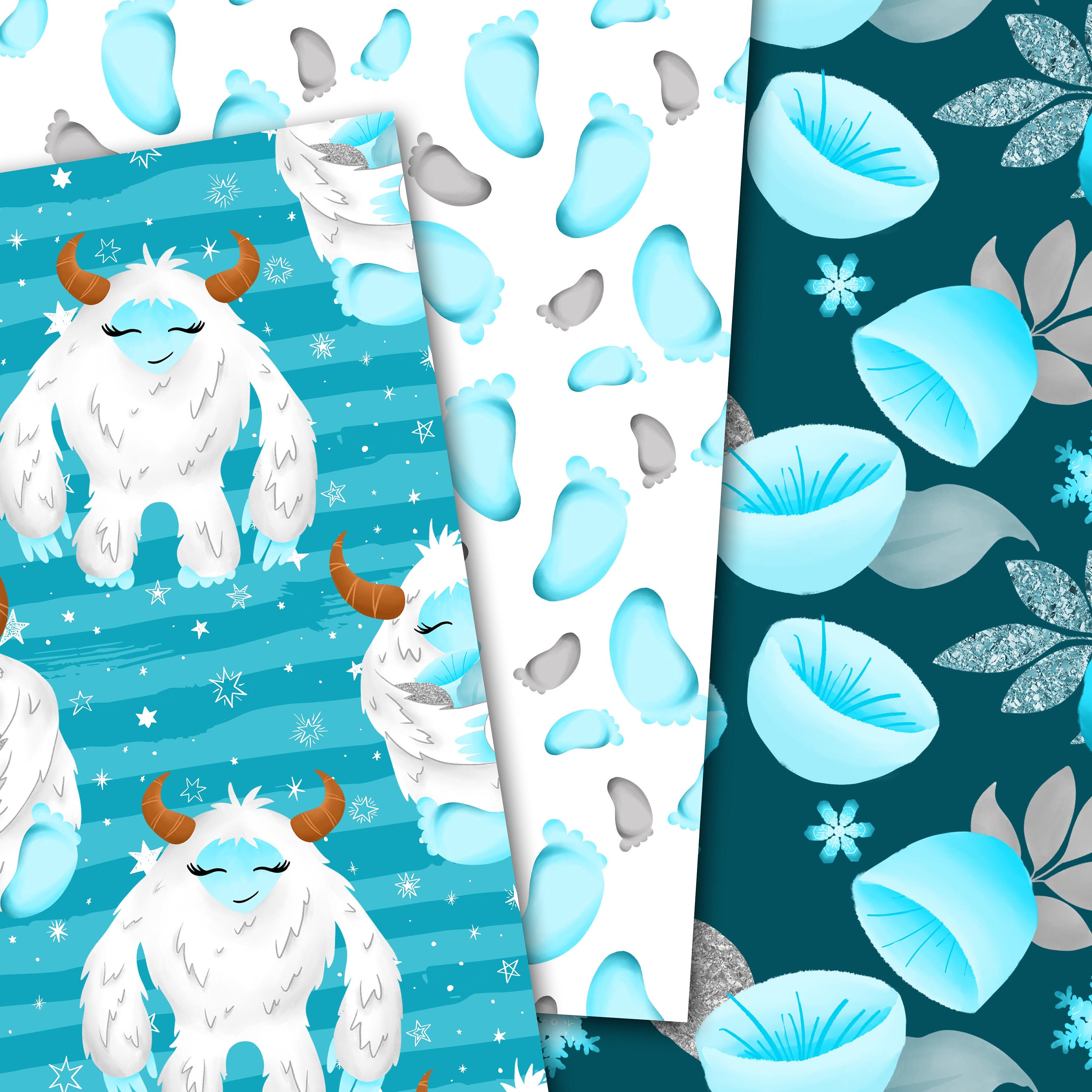Yeti Digital Paper Abominable Snowman Paper Big Foot - Etsy