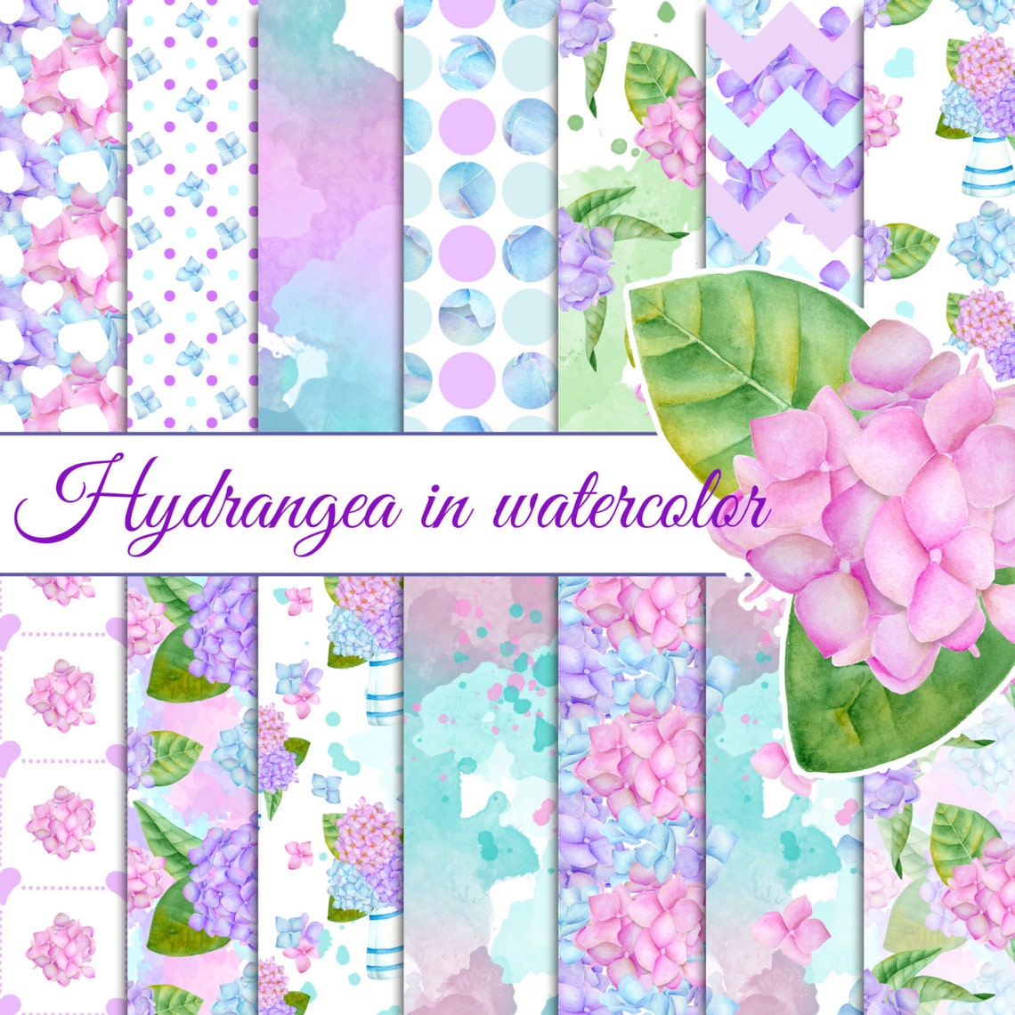 Hydrangea Papers Floral Digital Paper Flower Digital Paper - Etsy