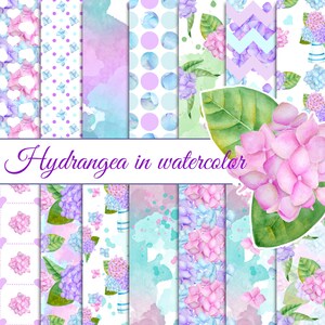 Hydrangea Papers, Floral Digital Paper, Flower Digital Paper, Pink ...