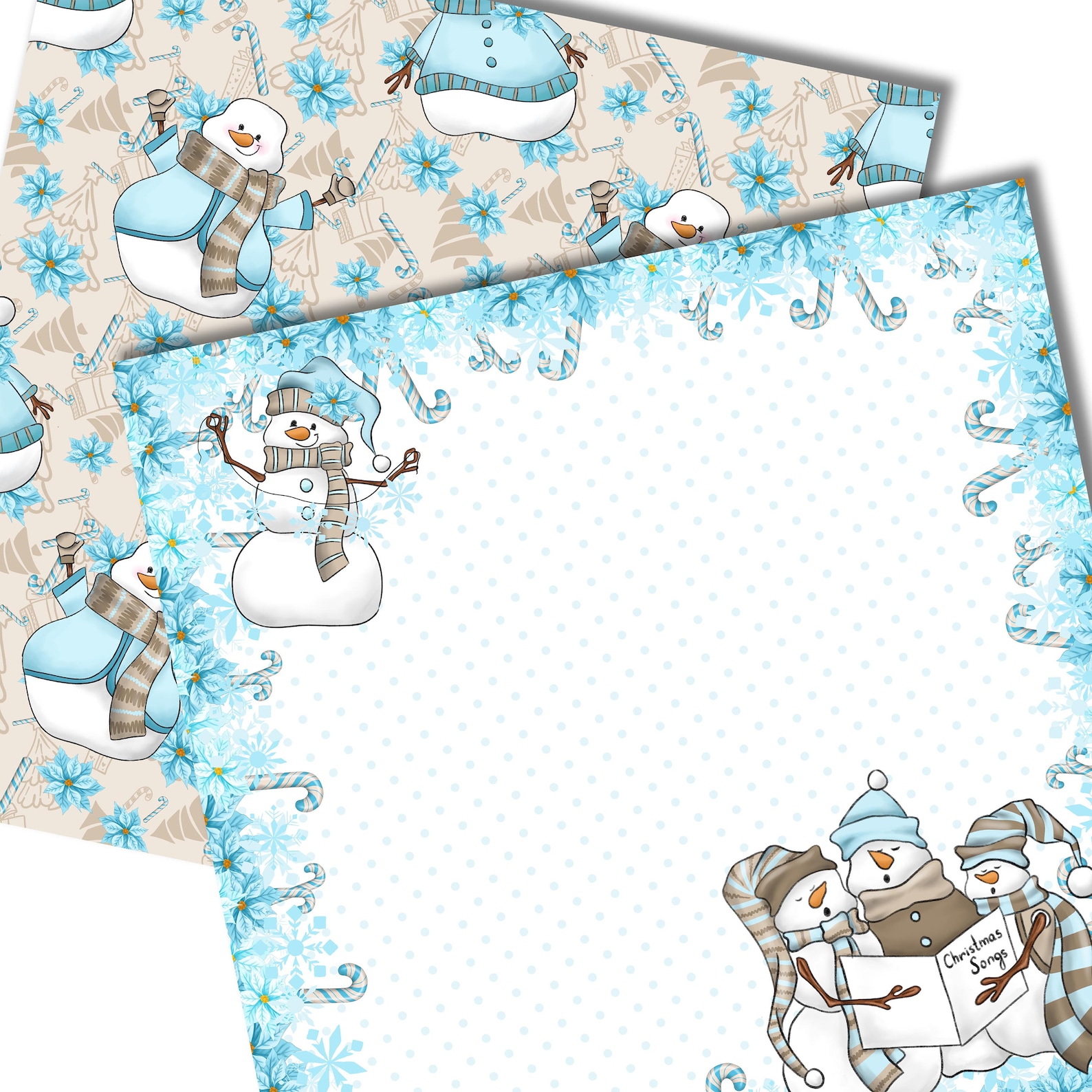 Snowman Digital Paper Scrapbook Paper Christmas Paper - Etsy
