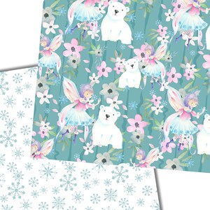 Fairy Digital Paper Pack, Magical Winter Patterns, Watercolor Digital ...