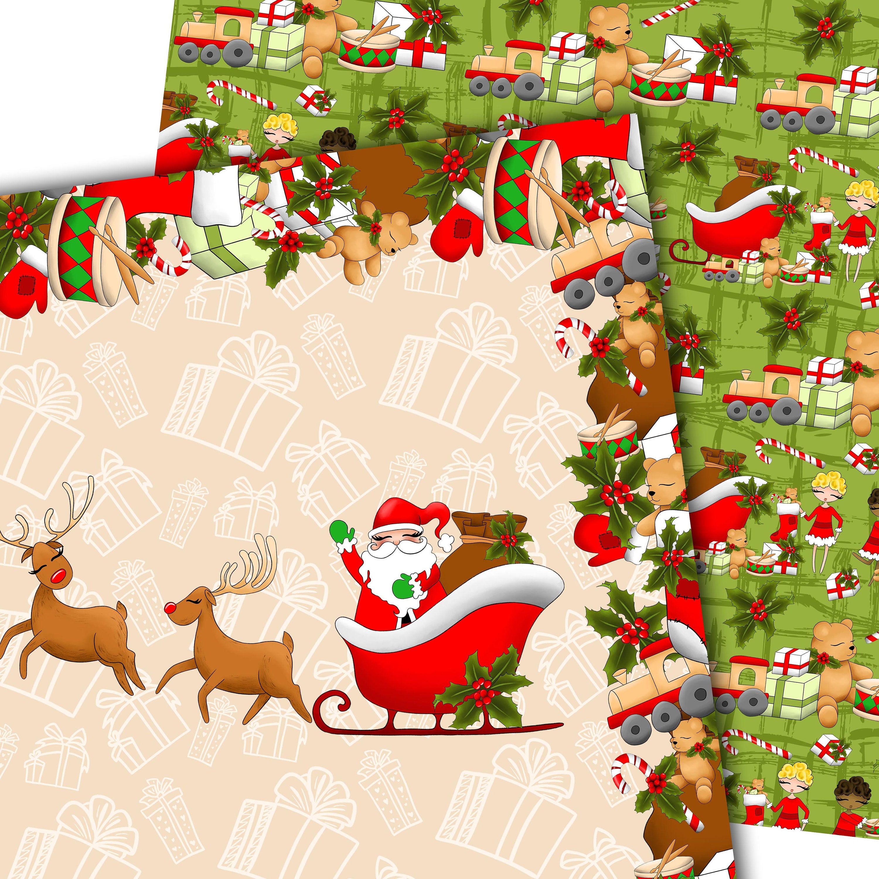 Santa Digital Paper Santa Workshop Santa Claus Paper | Etsy