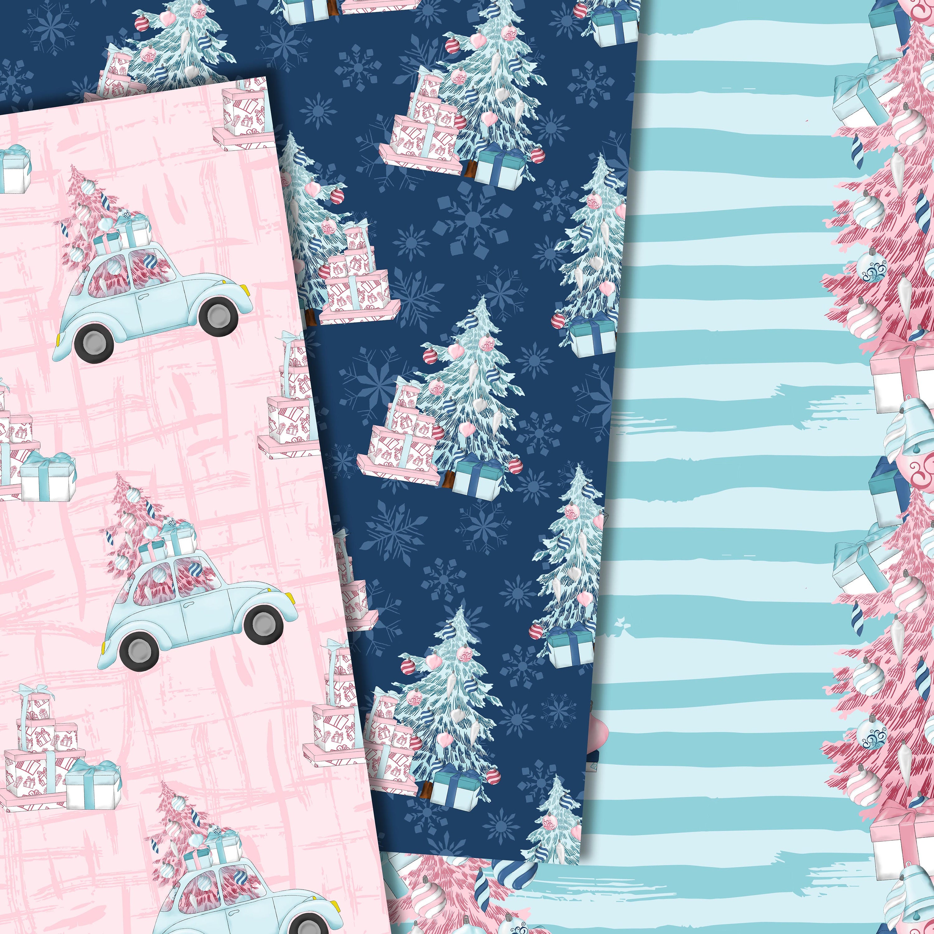 Pink Christmas Paper Pack Seamless Paper Christmas Pattern | Etsy