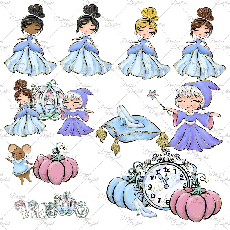 Cinderella Clipart, Princess Clipart, Fairy Tale Princess, Glass ...