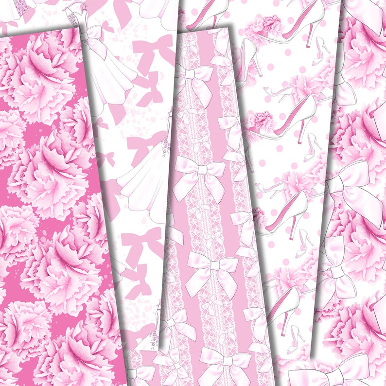 Wedding Day Digital Paper Wedding Pattern Wedding Dress | Etsy