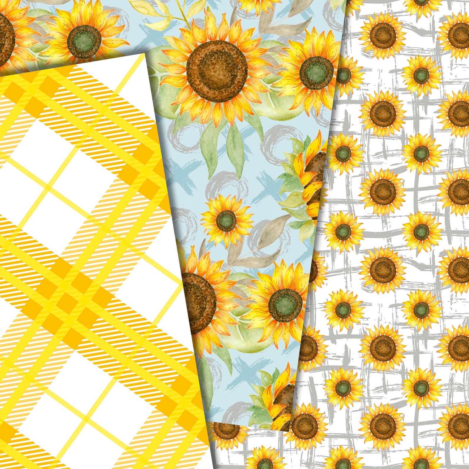 Sunflowers Digital Paper Printable Paper Scrapbook Paper - Etsy