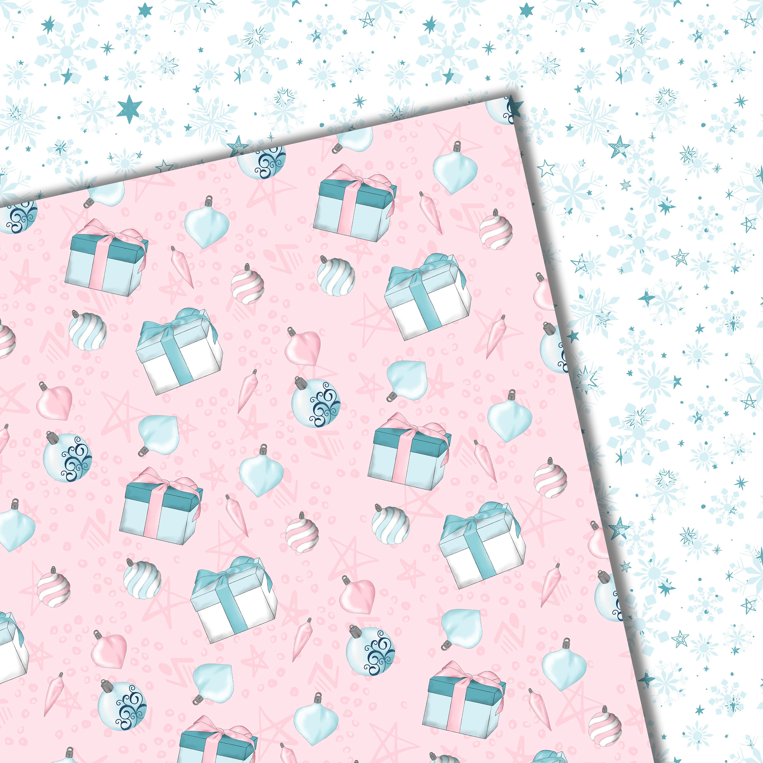 Pink Christmas Paper Pack Seamless Paper Christmas Pattern | Etsy