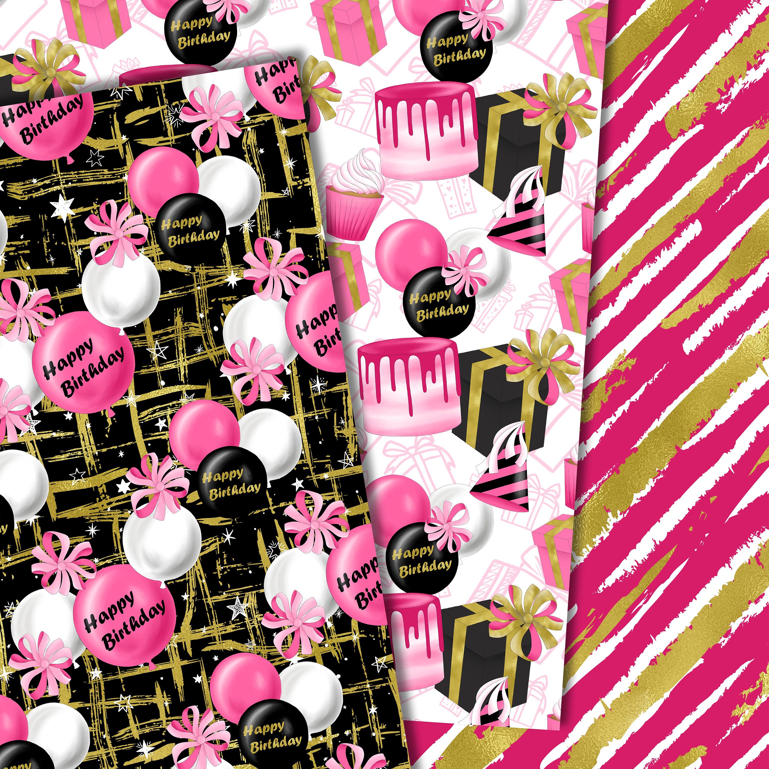 Birthday Digital Paper, Happy Birthday Pattern, Cake Paper, Planner ...