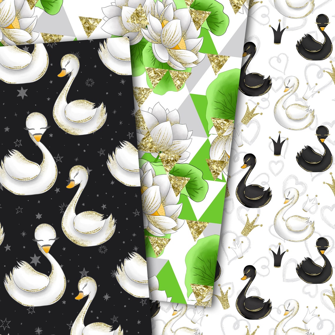 Wild Swans Paper Swan Seamless Pattern Black Swan Pattern | Etsy
