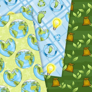 Earth Day Paper, Earth Day Pattern, Recycle Paper, Globe Paper ...