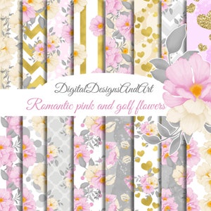 Floral Digital Paper Pack Romantic Flowers Paper Scrapbook - Etsy