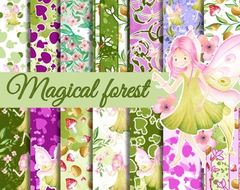 Fairy Digital Paper Pack Magical Winter Patterns Watercolor | Etsy