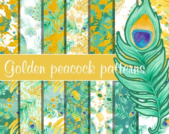 Peacock Digital Papers - Etsy