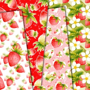Strawberry Digital Paper, Digital Background, Watercolor Paper ...