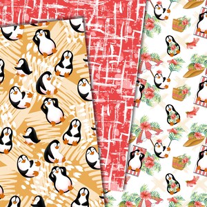 Beach Penguins Paper, Penguin Paper, Planner Paper, Scrapbook Paper ...