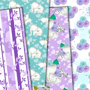 Boy Digital Paper, Elephant Paper Pack, Baby Boy Patterns, Baby & Mama ...