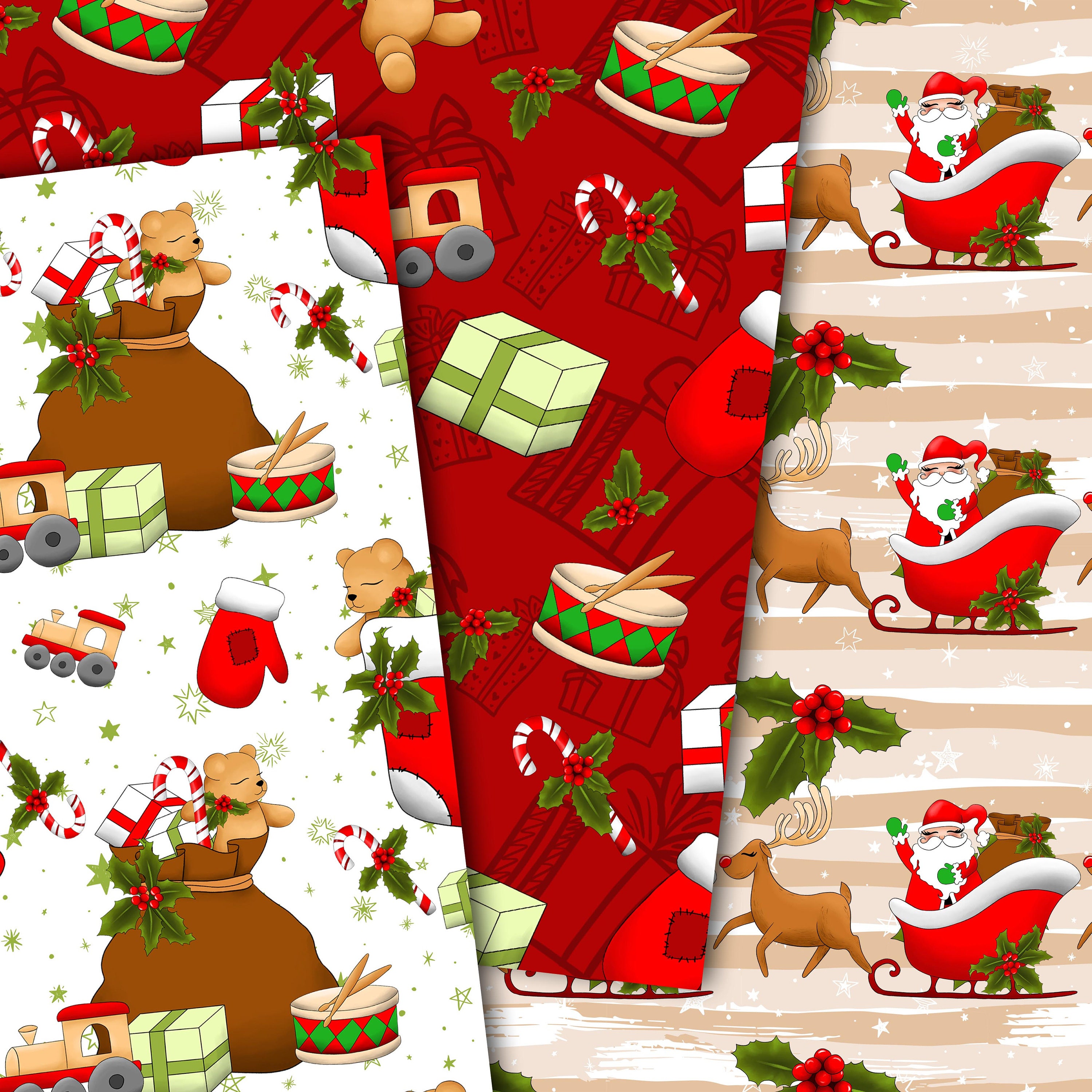 Santa Digital Paper Santa Workshop Santa Claus Paper | Etsy